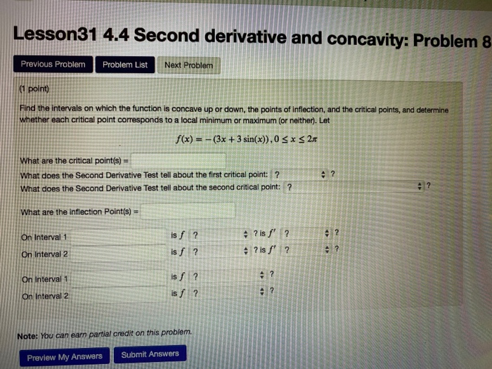 Solved 207 lesson31.4.4 second_derivative and concavity 12 | Chegg.com