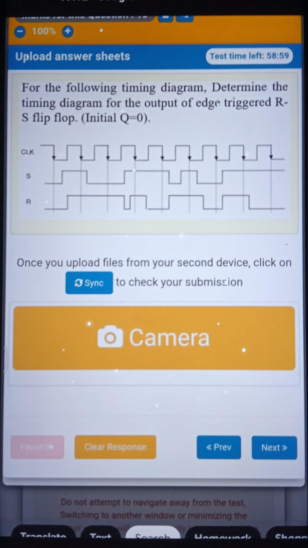 Solved 100% Upload answer sheets Test time left: 58:59 For | Chegg.com
