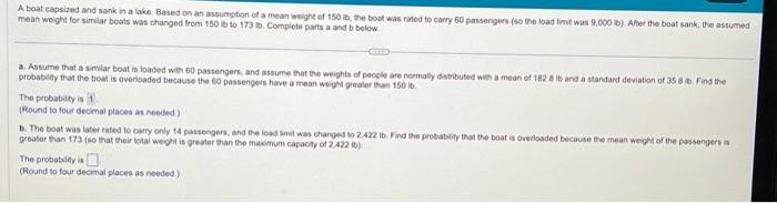 Solved A boat Capsized and sanki in a lake. Based on an | Chegg.com