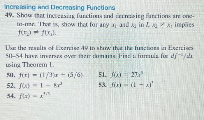Solved 49. Show that increasing functions and decreasing | Chegg.com