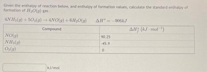 [Solved]: Given the enthalpy of reaction below, and enthalp