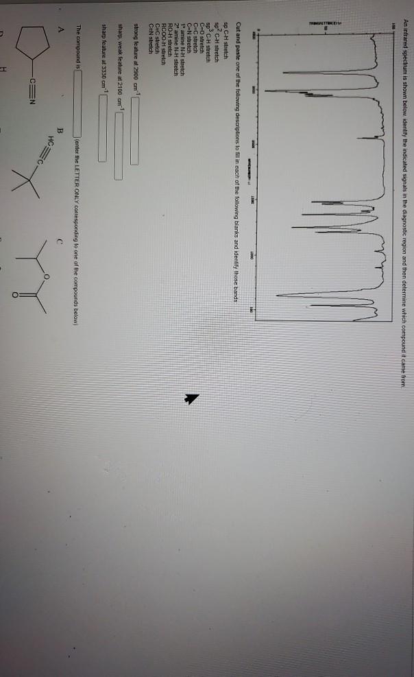 Solved An intrared spectrum is shown below. Identify the | Chegg.com