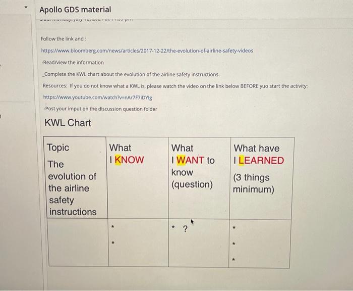Solved Apollo GDS material Follow the link and | Chegg.com