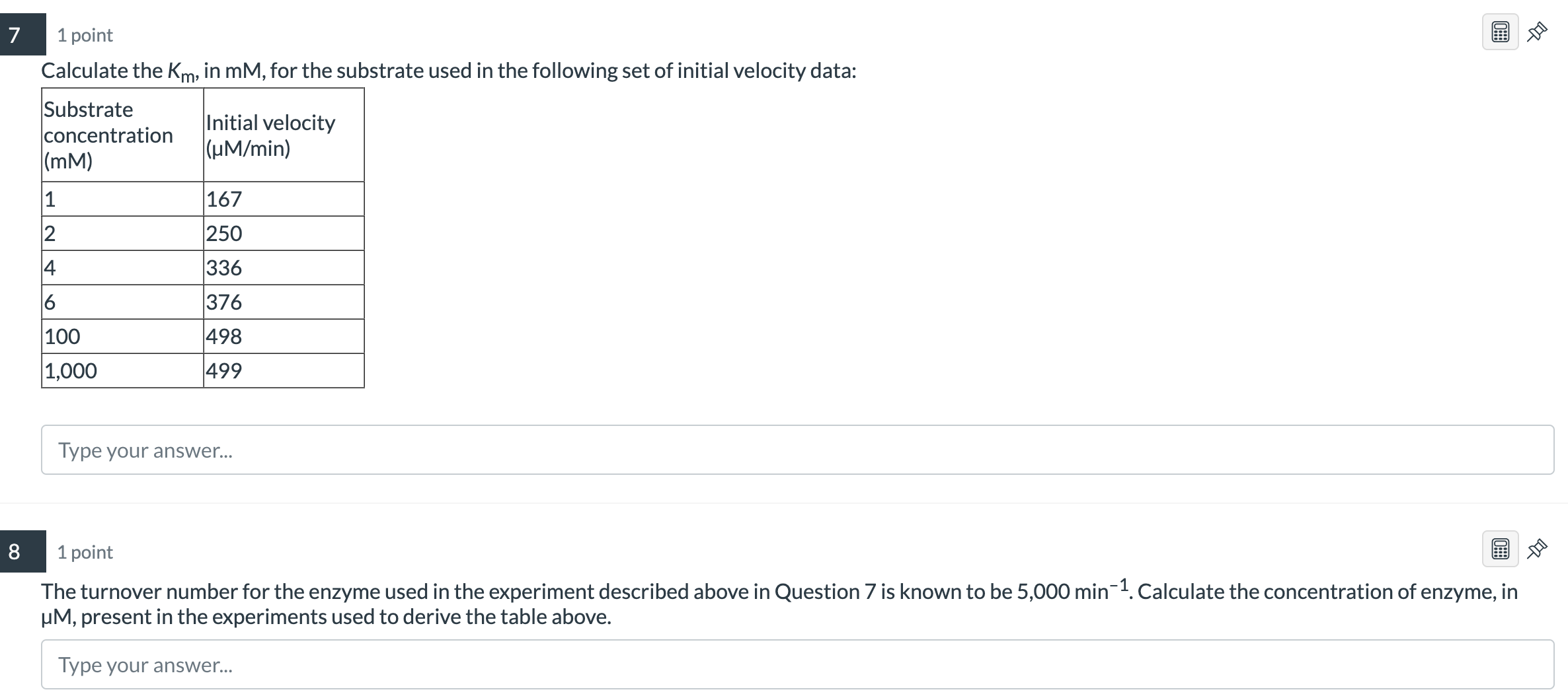 Solved 1. ﻿a. ﻿Calculate the Km, ﻿in mM, ﻿for the substrate | Chegg.com