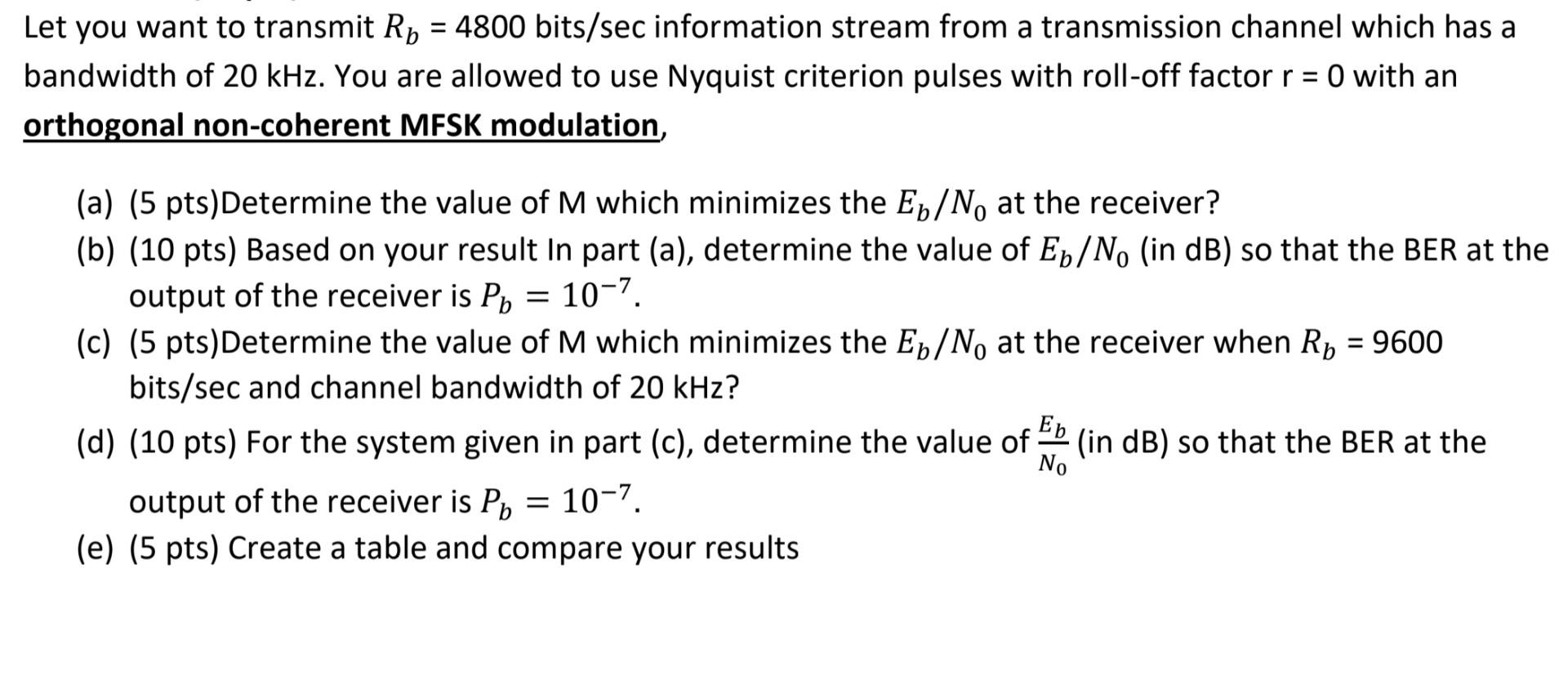 Solved Let you want to transmit Rb=4800 bits /sec | Chegg.com