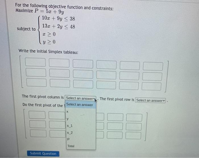 Solved For the following objective function and constraints: | Chegg.com