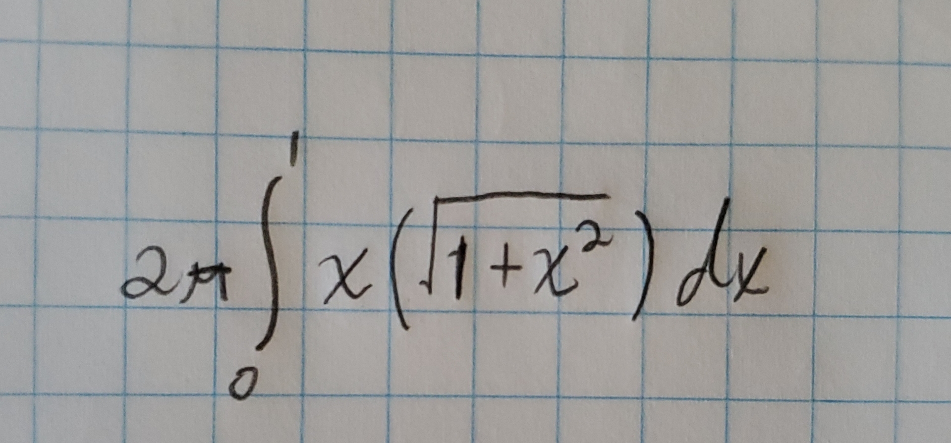 Solved 2π∫01x(1+x22)dx | Chegg.com