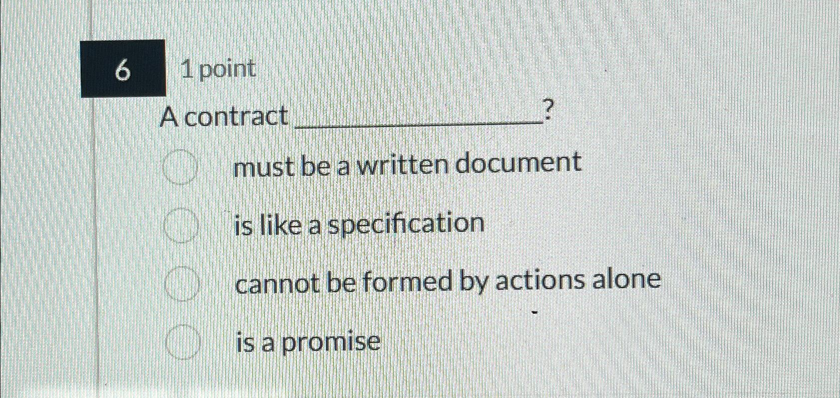 Solved 61 ﻿pointA contract ?must be a written documentis | Chegg.com