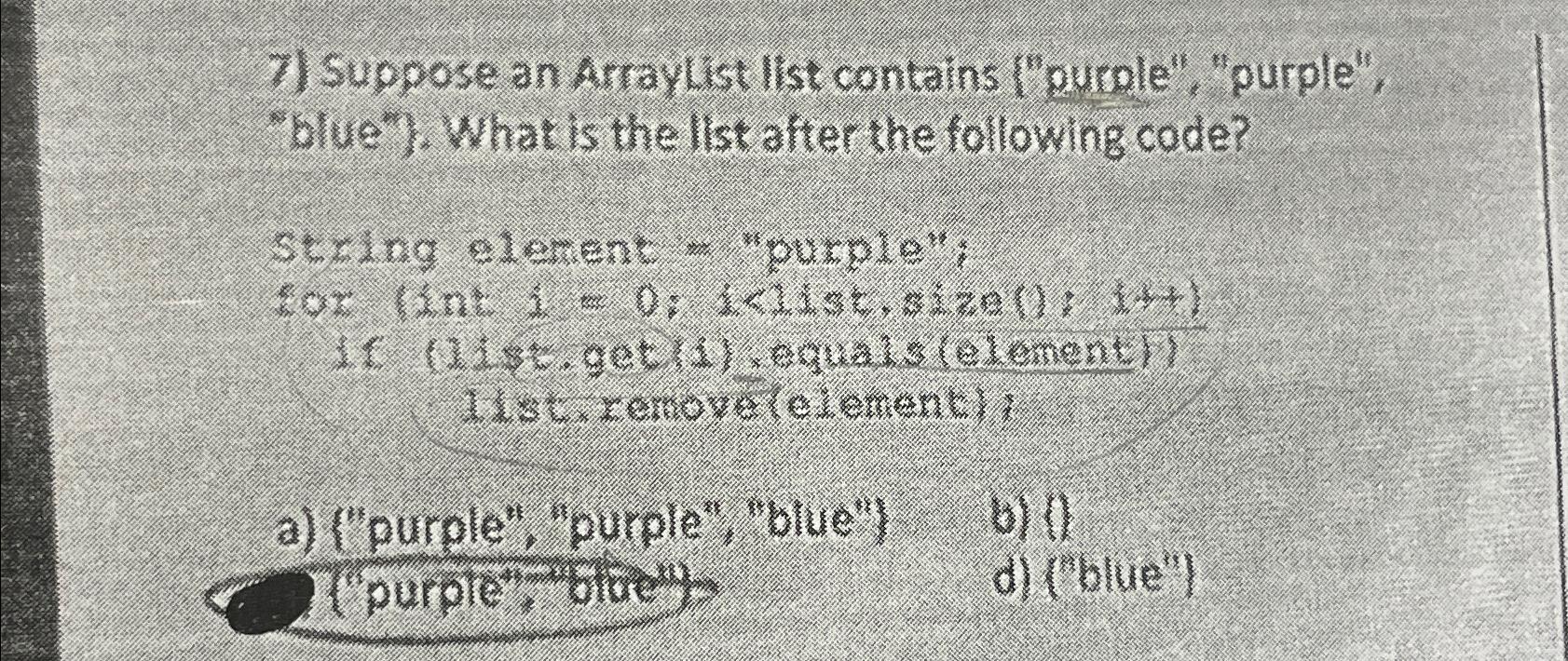 Suppose an Arraylist Ikt contains I Suppose an Arraylist Ikt contains I