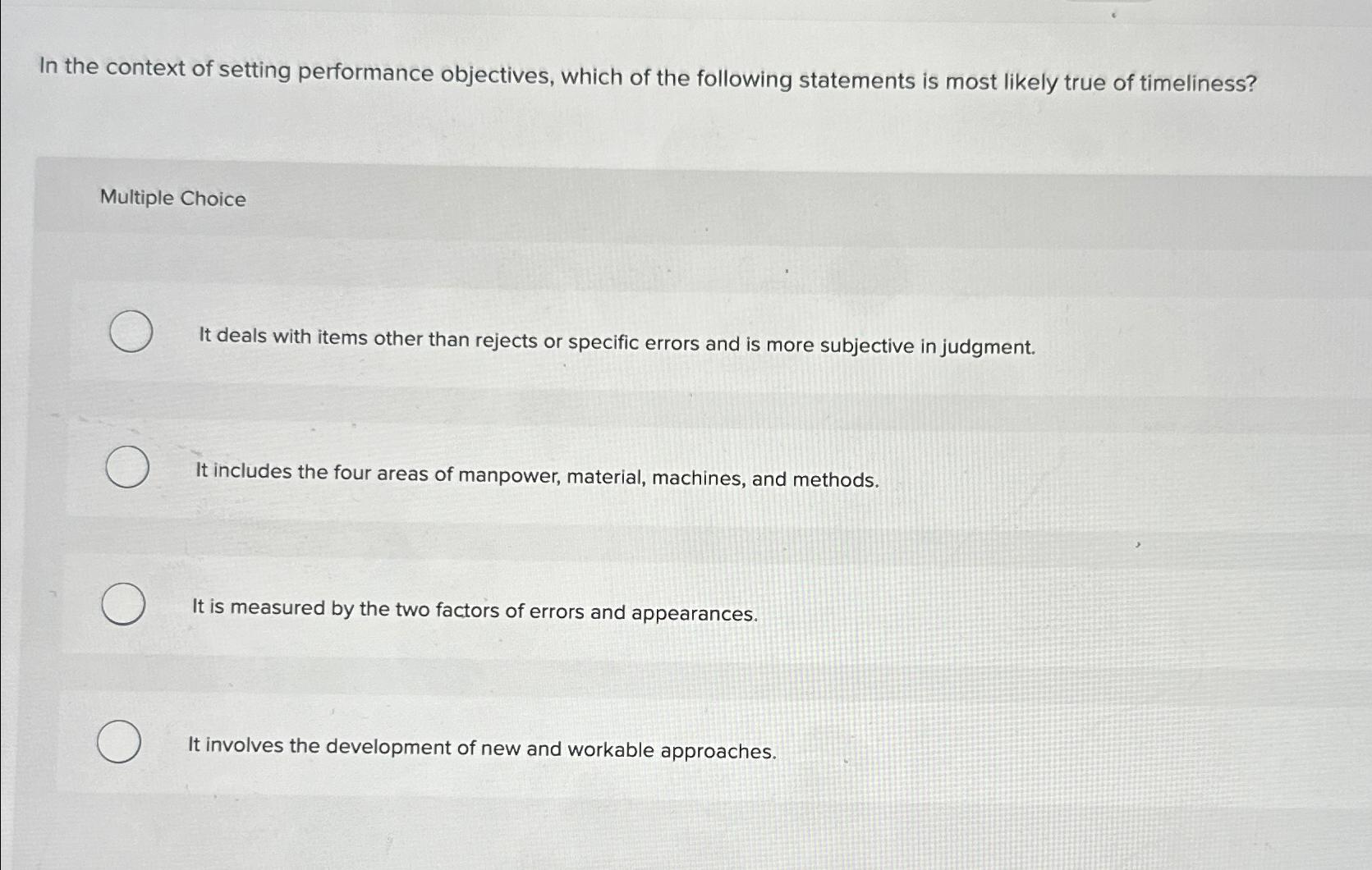 Solved In the context of setting performance objectives, | Chegg.com