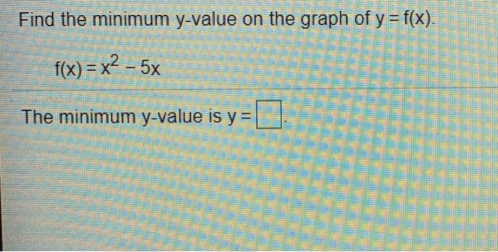 Solved Find the minimum y-value on the graph of y = f(x). | Chegg.com