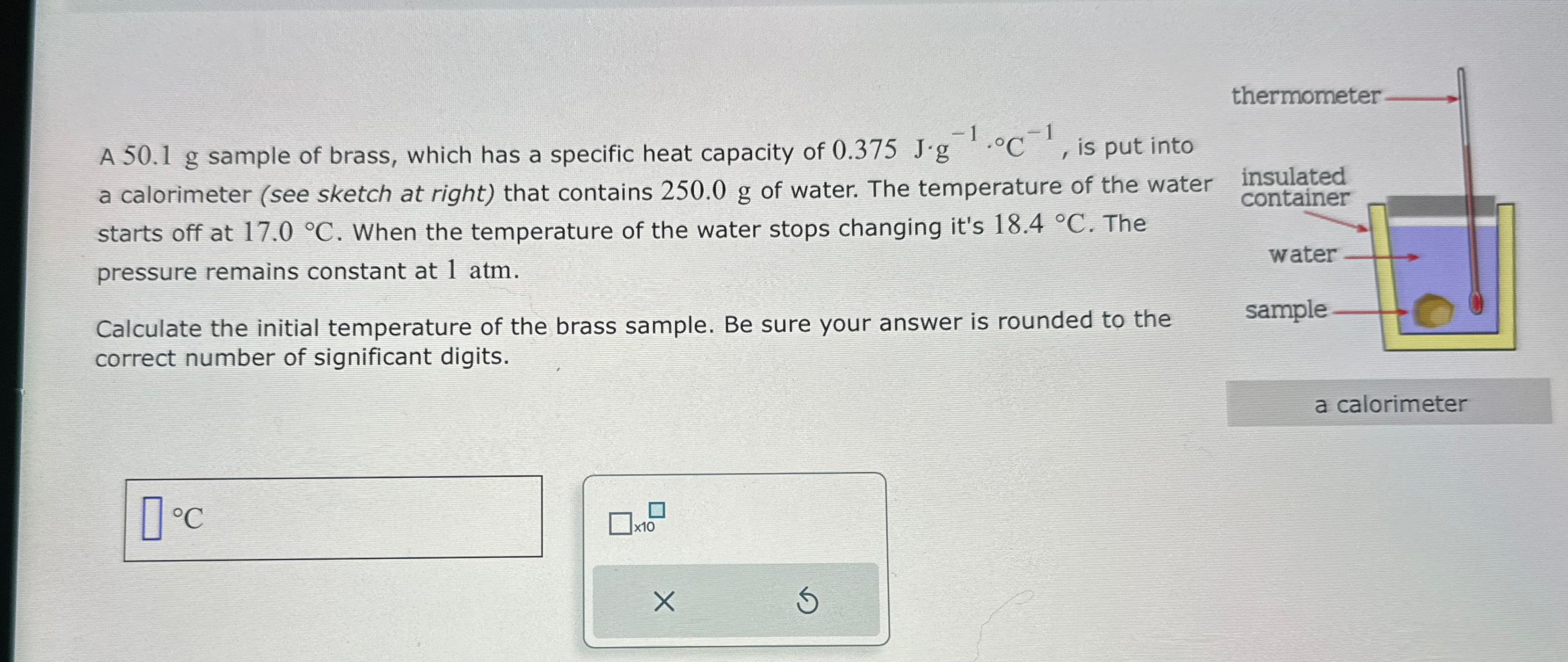 Solved A 50.1g ﻿sample of brass, which has a specific heat | Chegg.com