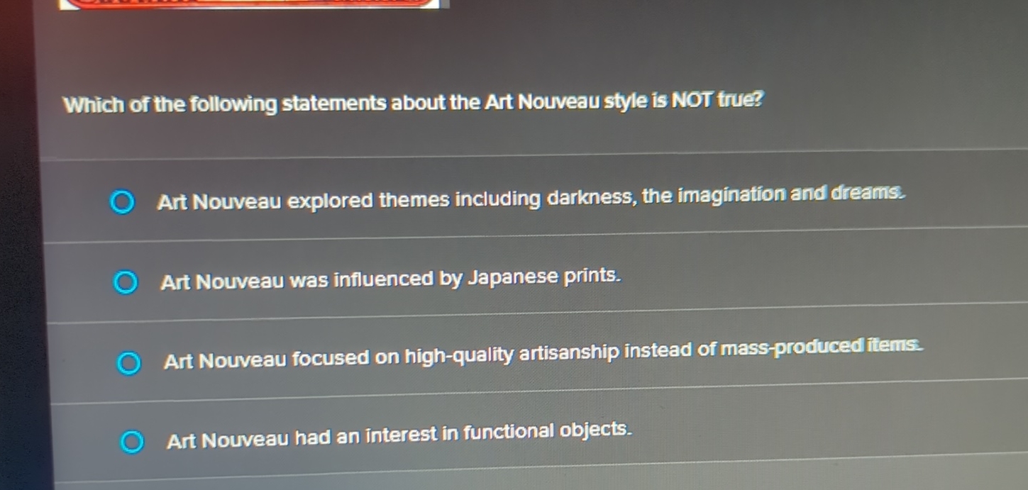 Solved Which of the following statements about the Art | Chegg.com