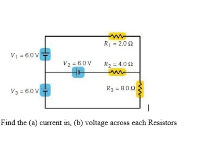 Solved Find the (a) current in, (b) voltage across each | Chegg.com