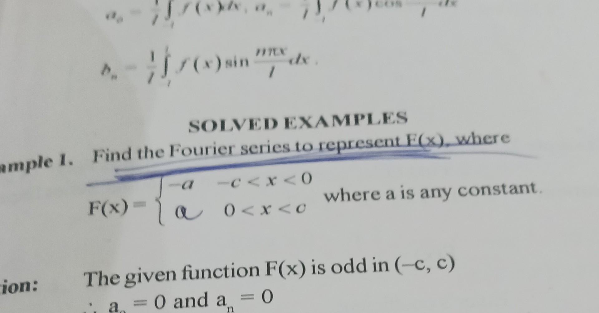Solved bn−11∫1f(x)sin1nπxdx SOLVED EXAMPLES mple 1. Find the | Chegg.com
