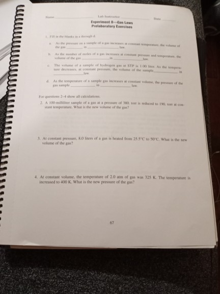 Solved Experiment la Laws Prelaboratory Exercises The me of | Chegg.com