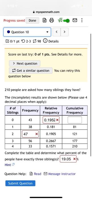 Solved 20 myopenmath.com Progress saved Done 6 vo Question | Chegg.com