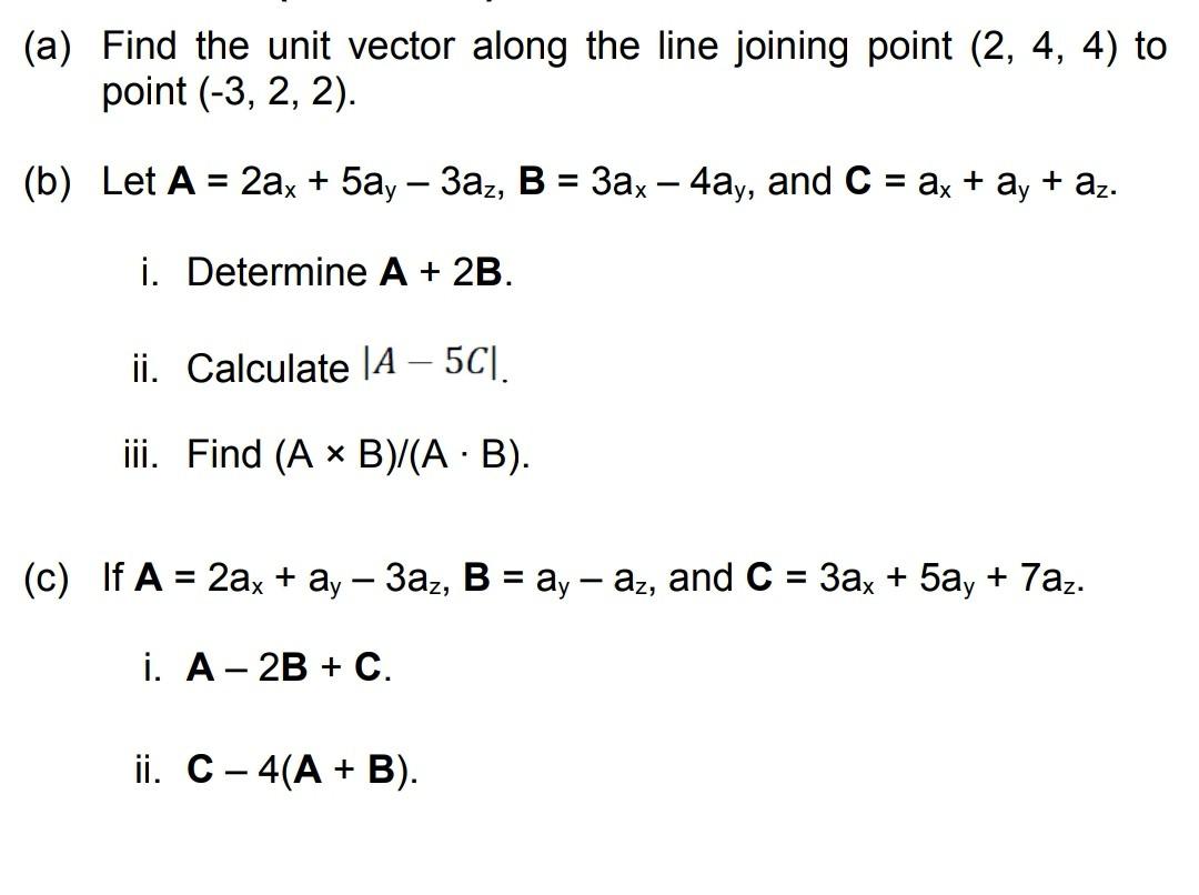 Solved (a) Find the unit vector along the line joining point | Chegg.com