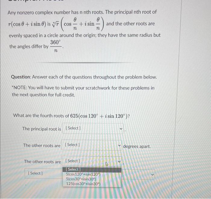 Solved Question For Full Credit What Are The Fourth Roots Chegg