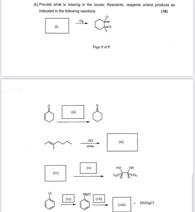 Solved (b) Provide what is missing in the boxes: Reactants, | Chegg.com