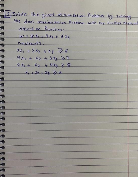 Solved 2) Solve the given minimization problem by solving | Chegg.com