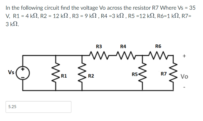 Solved In the following circuit find the voltage Vo across | Chegg.com