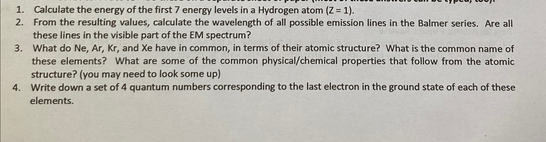 Calculate the energy of the first 7 ﻿energy levels in | Chegg.com