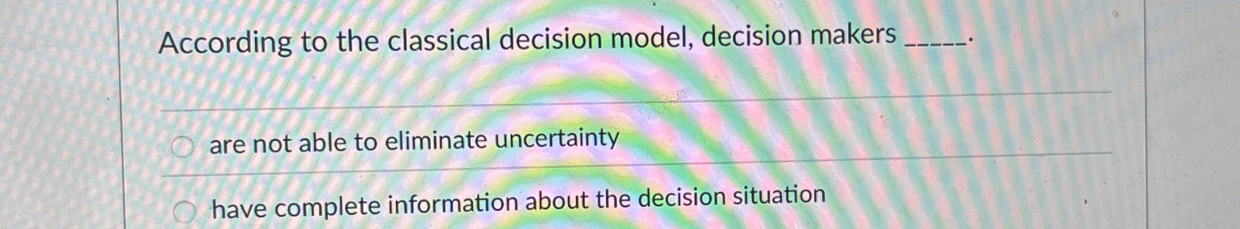 Solved According to the classical decision model, decision | Chegg.com