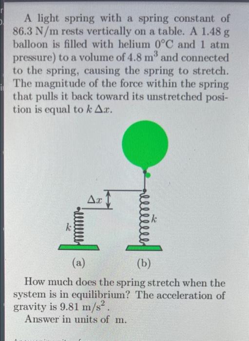 Solved A light spring with a spring constant of 86.3 N/m | Chegg.com