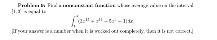 Solved Problem 9: Find a nonconstant function whose average | Chegg.com