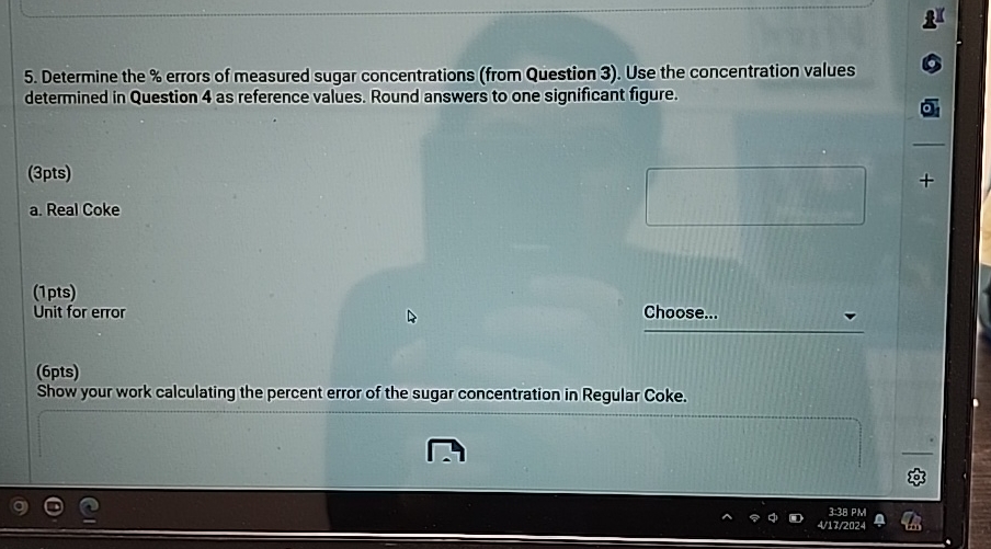Solved Determine the % ﻿errors of measured sugar | Chegg.com