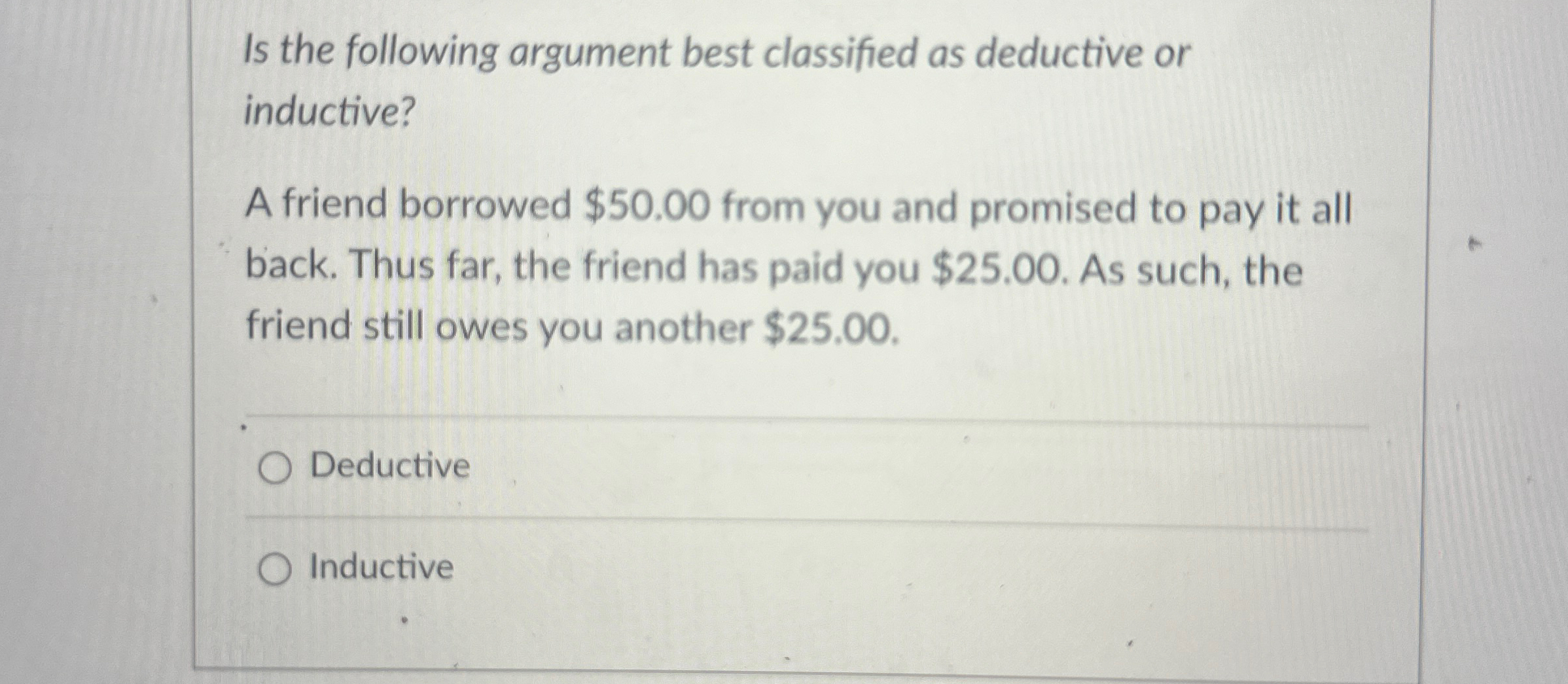 Solved Is the following argument best classified as | Chegg.com