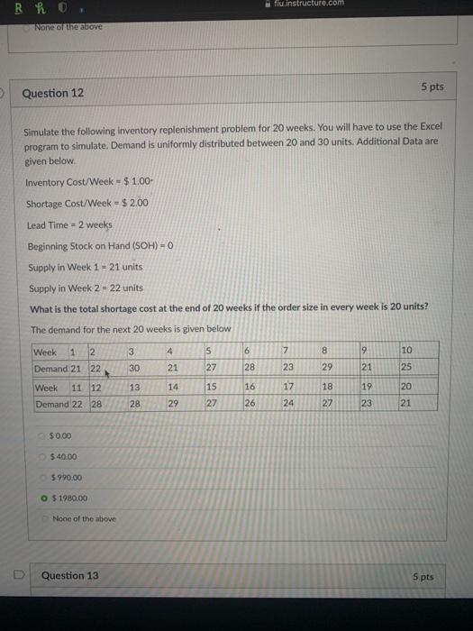 Solved Simulate the following inventory replenishment | Chegg.com