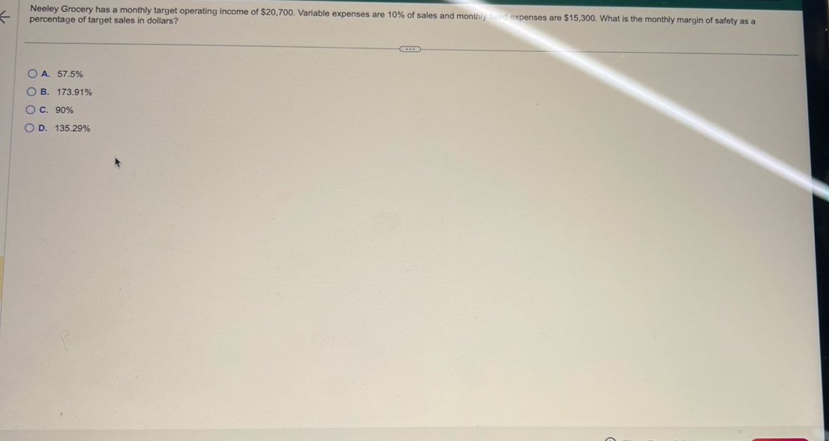 Solved Neeley Grocery has a monthly target operating income | Chegg.com