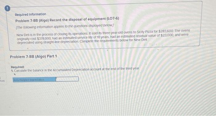 Solved Required information Problem 7-8B (Algo) Record the | Chegg.com