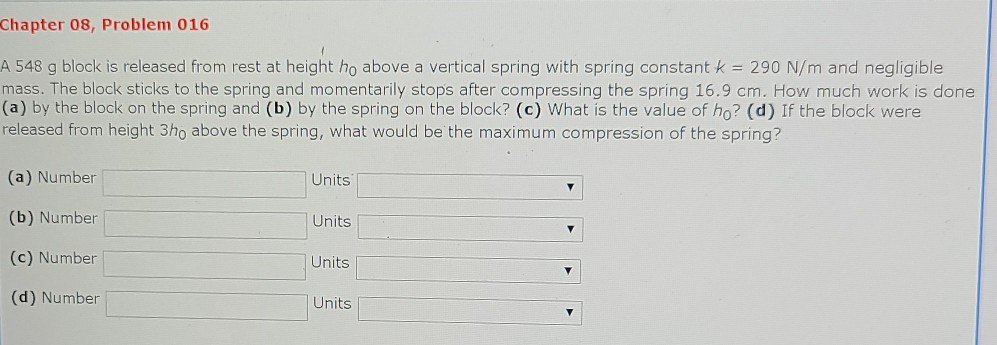 Solved Chapter 08, Problem 016 A 548 g block is released | Chegg.com Solved Chapter 08, Problem 016 A 548 g block is released | Chegg.com