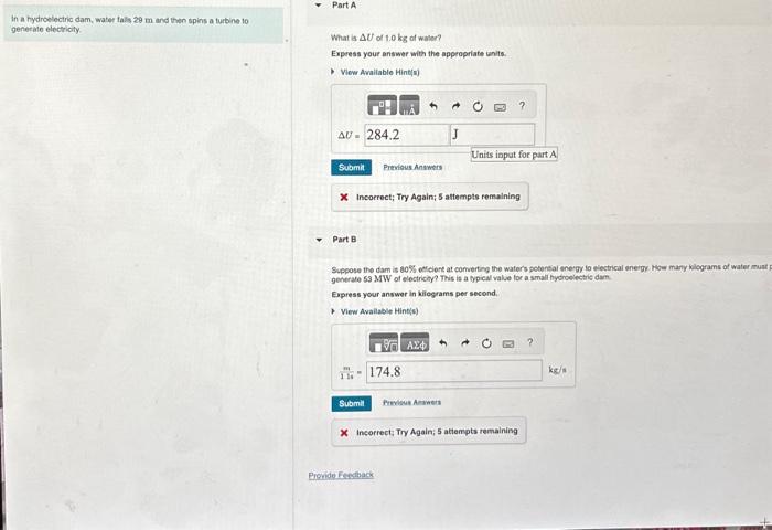 Solved In a hydroelectric dam, water falls 29 m and then | Chegg.com