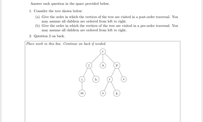 Solved Answer each question in the space provided below. 1. | Chegg.com