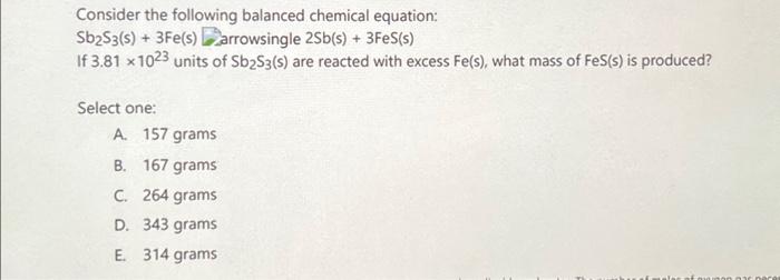 Solved Consider the following balanced chemical equation: | Chegg.com