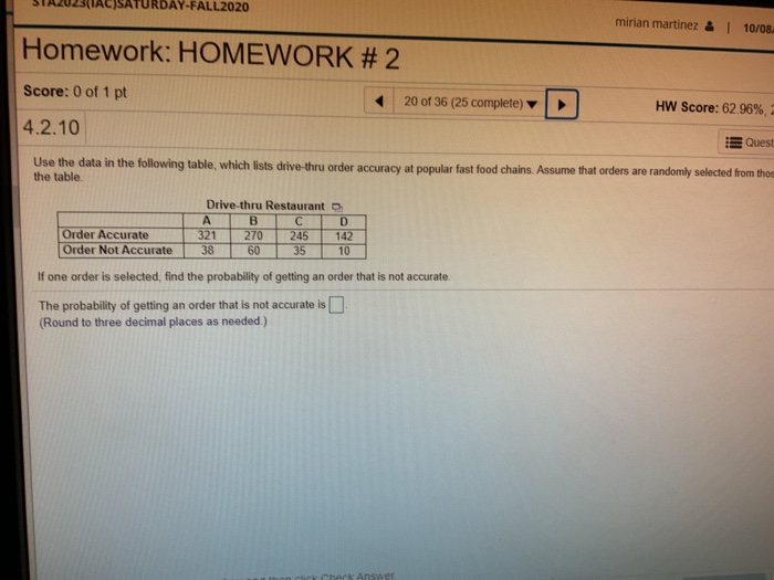 Solved DAY-FALL2020 mirian martinez & I 10/08 Homework: | Chegg.com Solved DAY-FALL2020 mirian martinez & I 10/08 Homework: | Chegg.com