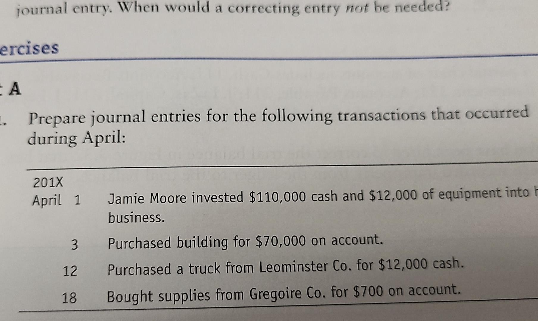 Solved 1 EXERCISE 3A-1 2 Date 3 7 13 NNO Account Titles and | Chegg.com