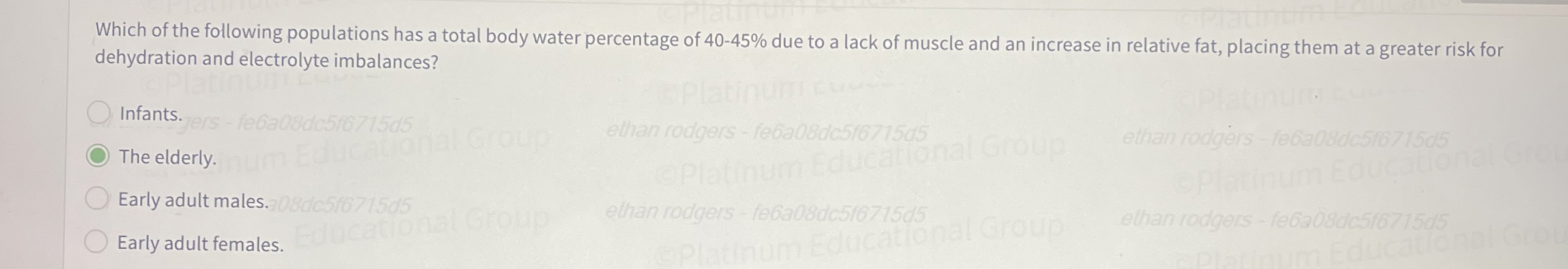 Solved Which of the following populations has a total body | Chegg.com