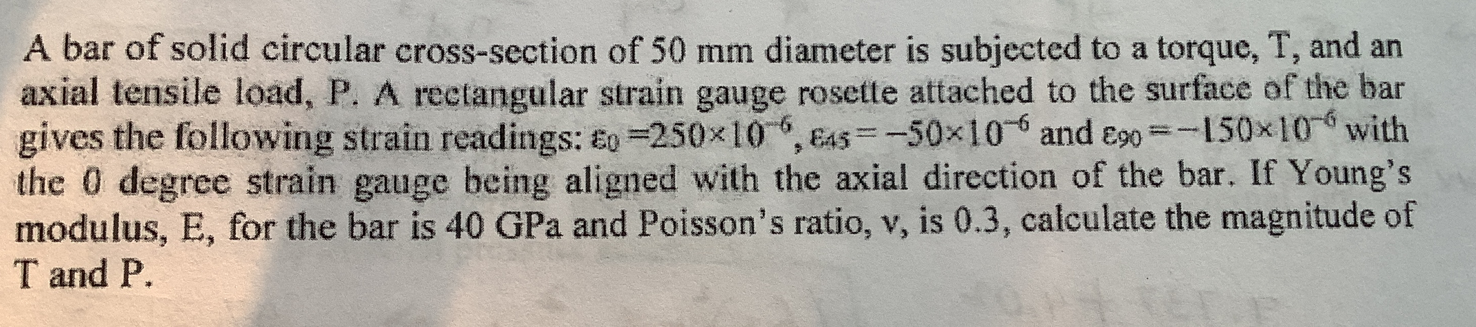 Solved A bar of solid circular cross-section of 50mm | Chegg.com