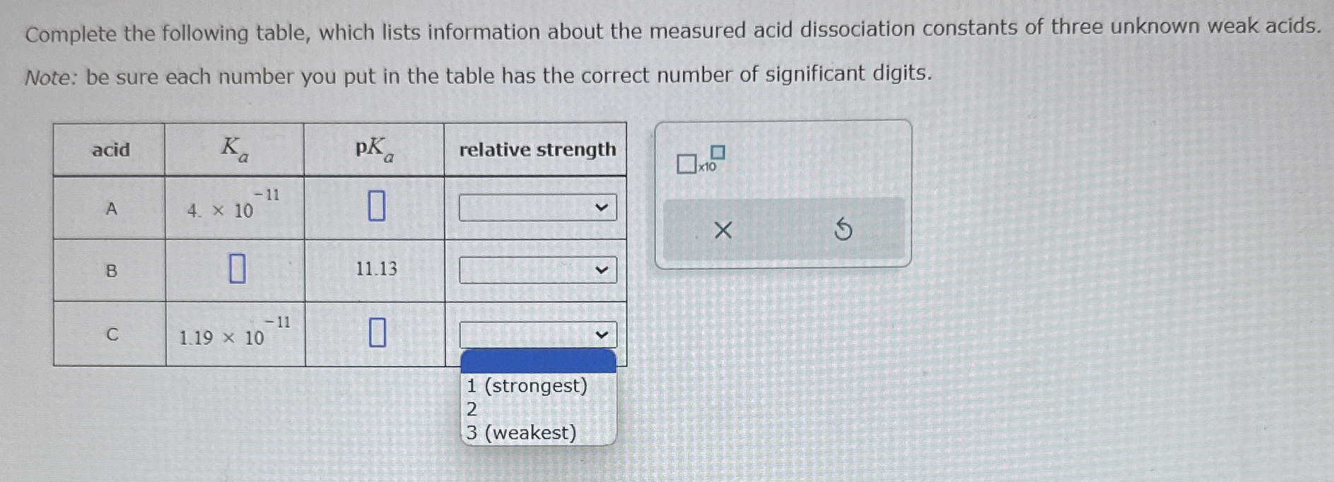 Solved Complete the following table, which lists information | Chegg.com
