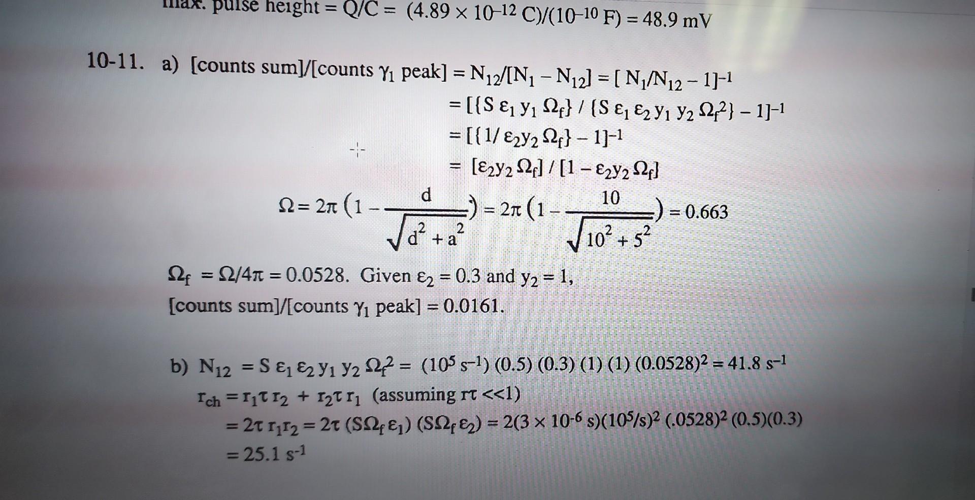 Solved 10.11 radioisotope emits two coincident gamma rays, | Chegg.com