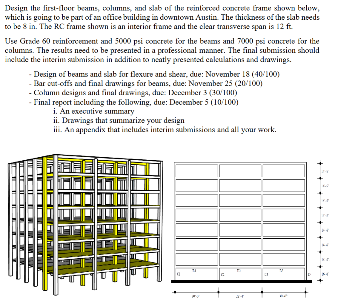 Solved Design the first-floor beams, columns, and slab of | Chegg.com