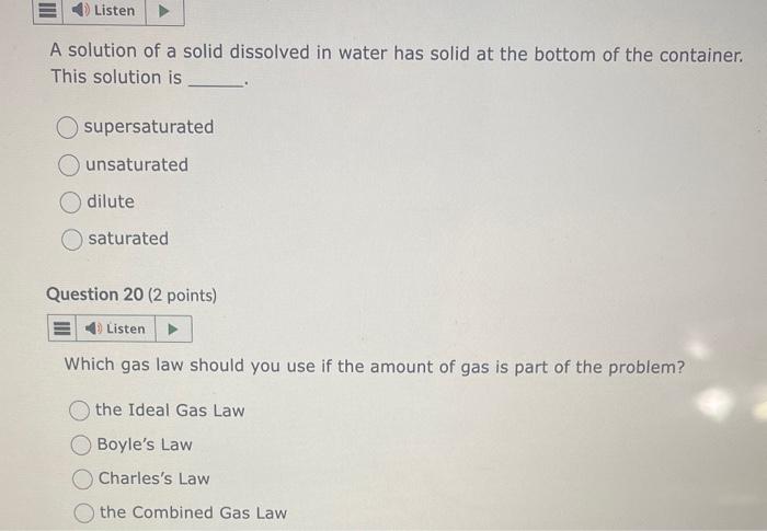 Solved A solution of a solid dissolved in water has solid at | Chegg.com