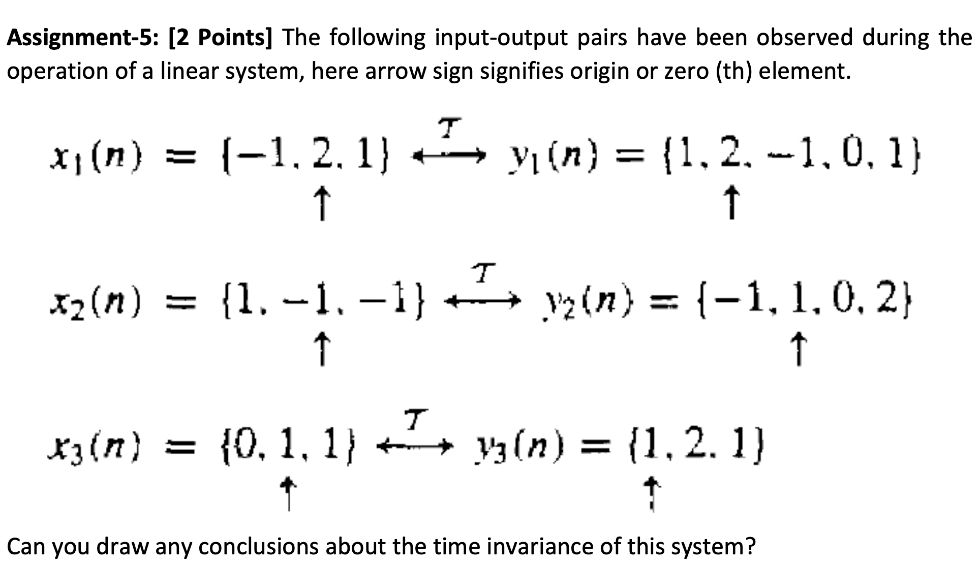 Solved The following input-output pairs have been observed | Chegg.com