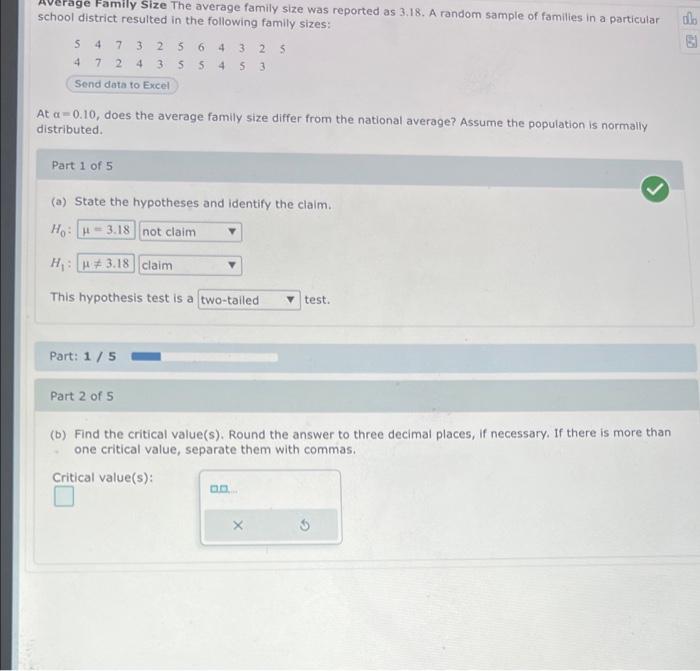 Solved alo Average Family Size The average family size was | Chegg.com