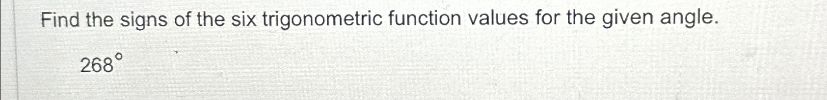 Solved Find the signs of the six trigonometric function | Chegg.com
